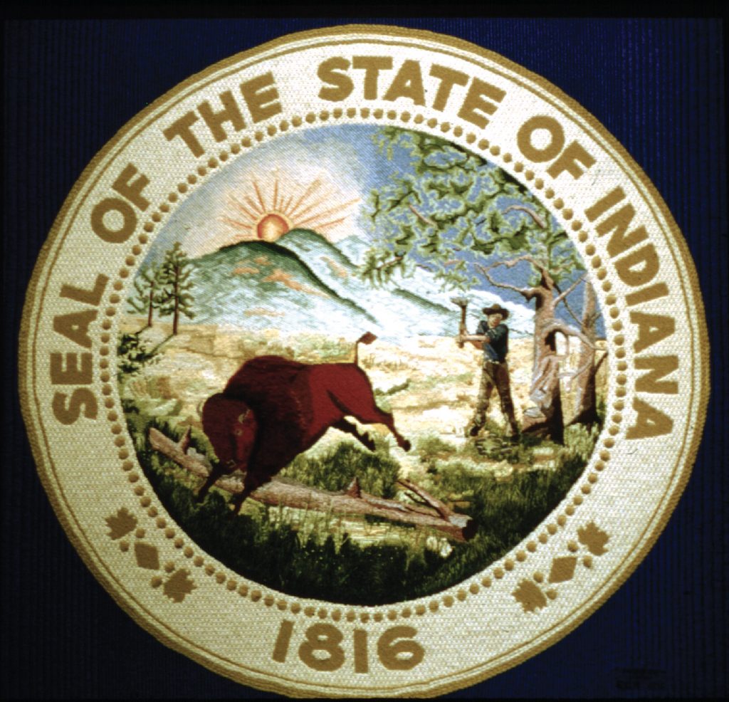 ArtSmart: Indiana - Embroiderers Guild of America Indiana State Seal, 1976