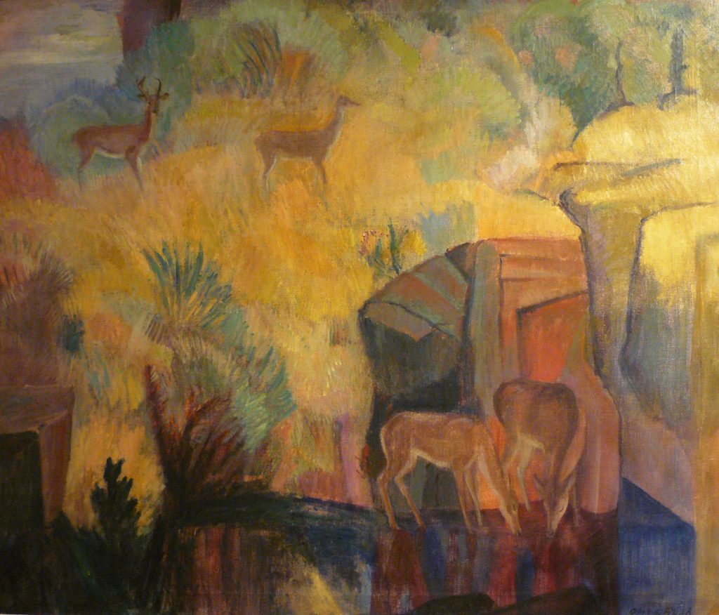 ArtSmart: Indiana - Rush, Olive Landscape with Deer, c. 1931